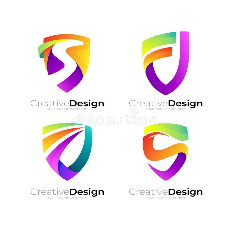 Shield Logo and 3d Colorful, Security Icon Template Stock Vector ...