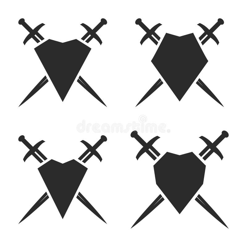 Abstract Shield and Sword Signs. Stock Vector - Illustration of ...