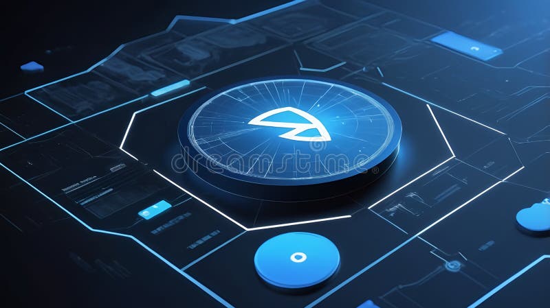 Abstract Shield Symbol Blue Technology Background Stock Illustration ...