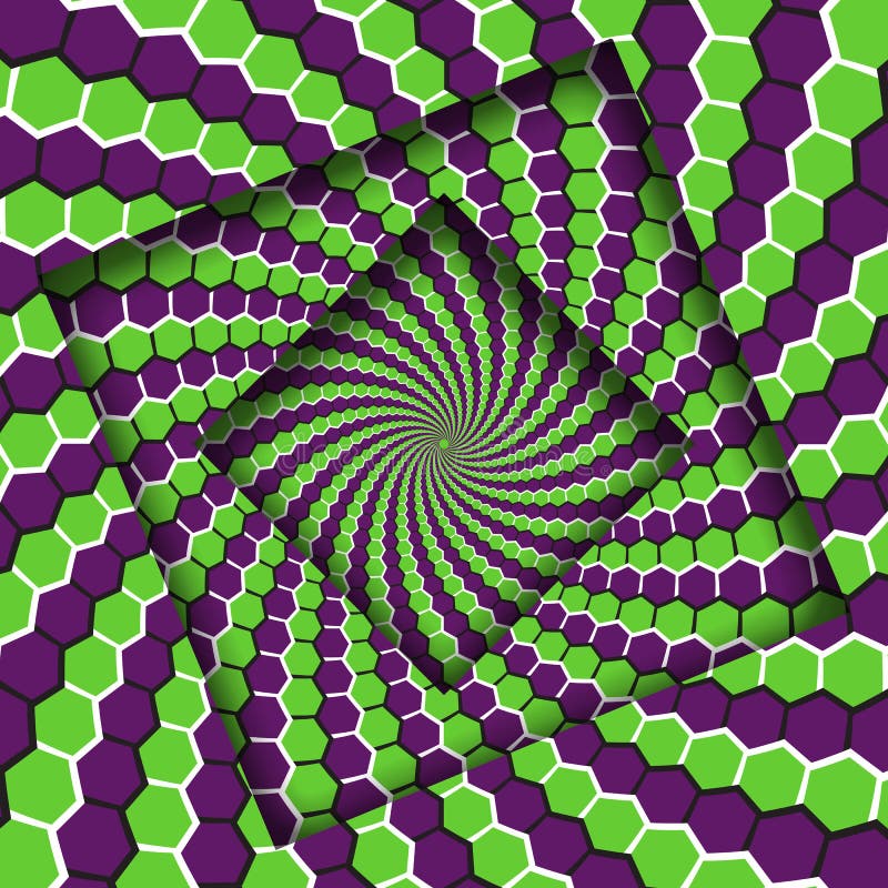 Abstract Shifted Frames with a Moving Green Purple Hexagons Spiral ...