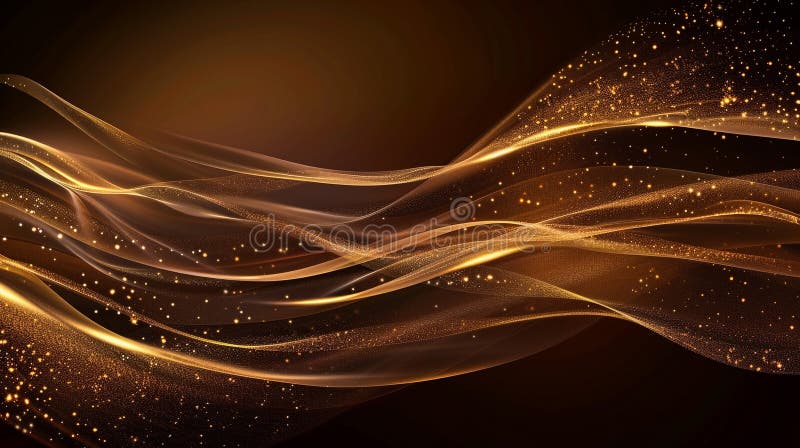 Abstract Shine Glow Background. Gold (bronze) Glitter Wave on Brown ...