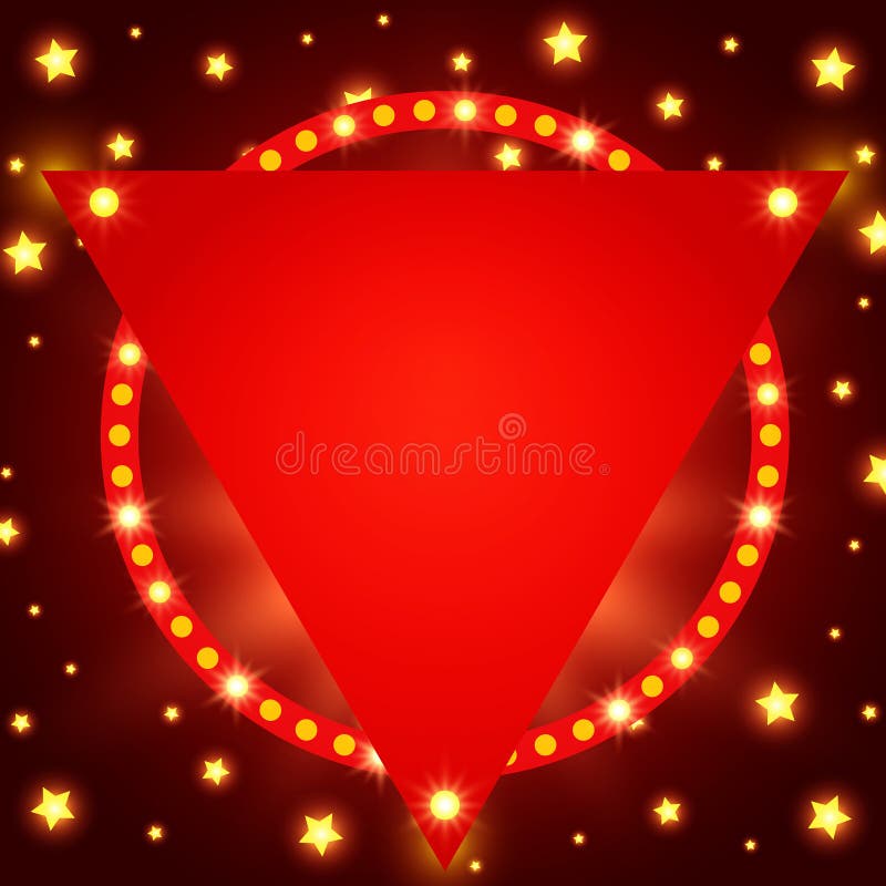 Shining Retro Light Banner on Red Background Stock Illustration ...