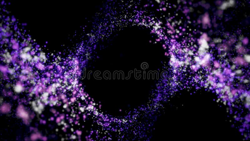 Abstract Shining Ring of Many Flying Particles on Black Background ...