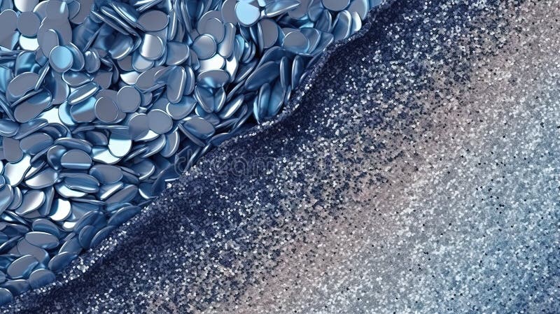 Abstract Shiny Background with Blue Glitter Waves. Scattered Confetti ...