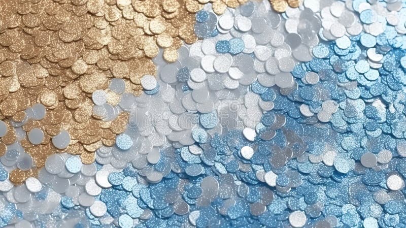 Abstract Shiny Background with Blue Glitter Waves. Scattered Confetti ...