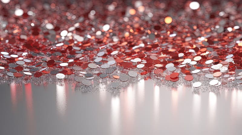 Abstract Shiny Background with Red Glitter. Scattered Confetti Sparkles ...