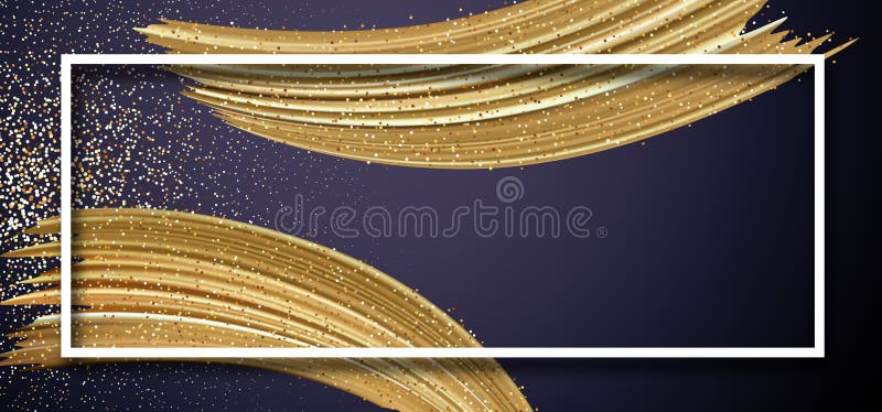 Abstract Shiny Banner with White Frame and Golden Brush Strokes. Stock ...