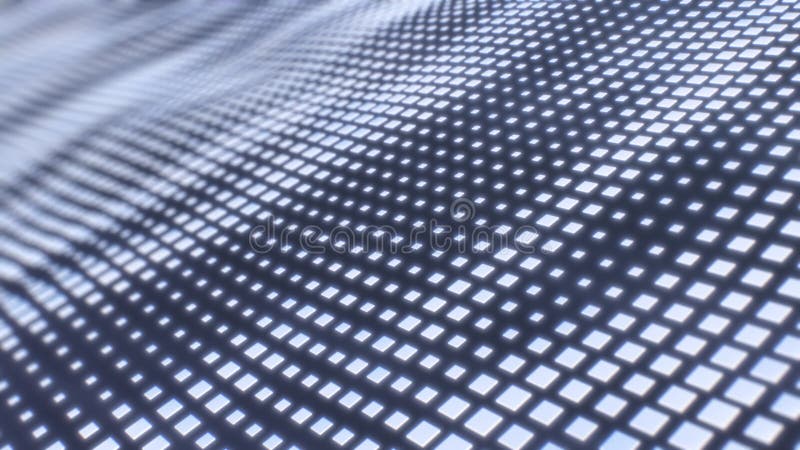 Abstract Shiny Blue Square Tile Shaped Grid Dots Wave Pattern Flows ...