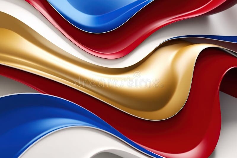 White Blue Red Gold Abstract Wave Acrylic Cream Texture Streamlined ...