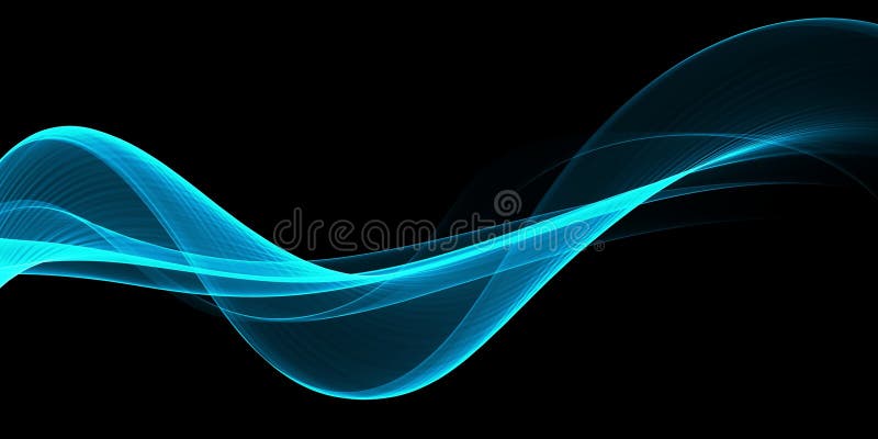Abstract Shiny Color Blue Wave Design Element on Dark Background ...