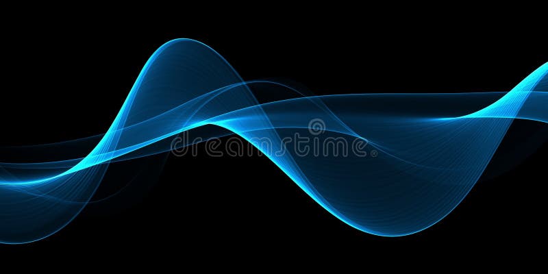 Abstract Shiny Color Blue Wave Design Element on Dark Background ...