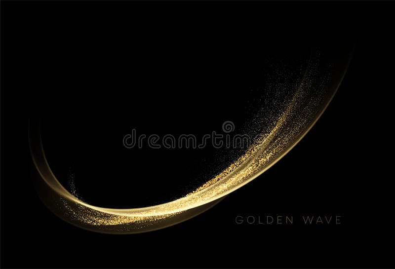 Abstract Shiny Color Gold Wave Design Element with Glitter Effect on ...