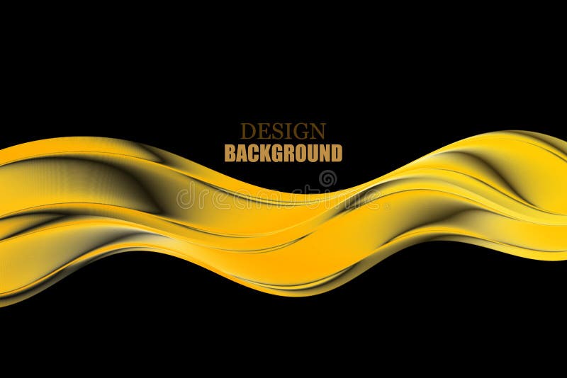 Abstract Shiny Color Yellow Wave Design Vector Element on Dark ...