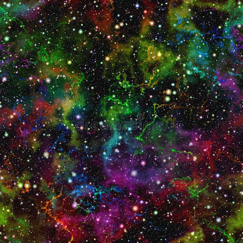 Abstract Shiny Colorful Universe. Rainbow Colored Nebula Night Starry ...