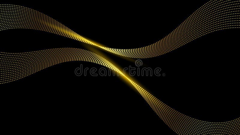 Abstract Shiny Golden Wave Lines Elements with Glowing Light on Black ...