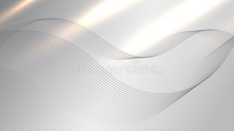 Abstract Shiny Gray Wavy Lines Elements with Glowing Light on Gray ...