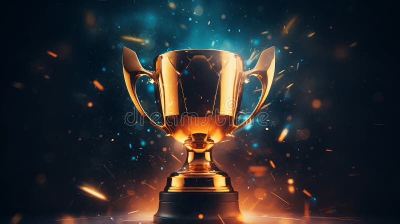 Abstract Shiny Lights on Dark Background with Trophy AI Generated Stock ...