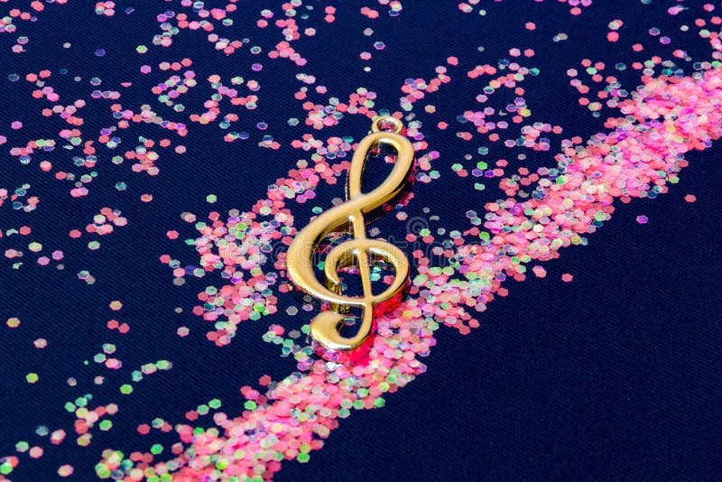 Abstract Shiny Musical Note on Blue Background. Stock Photo - Image of ...