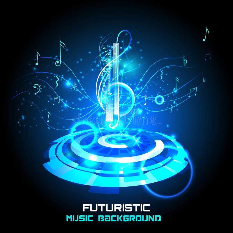 Abstract Blue Background with Musical Notes Stock Illustration ...