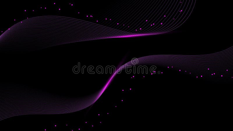 Abstract Shiny Purple Wave Lines Elements with Glowing Light on Black ...