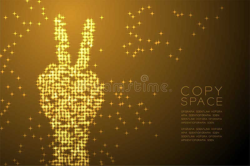 Abstract Shiny Star Pattern Victory Hand Shape, Sign Language Stock ...
