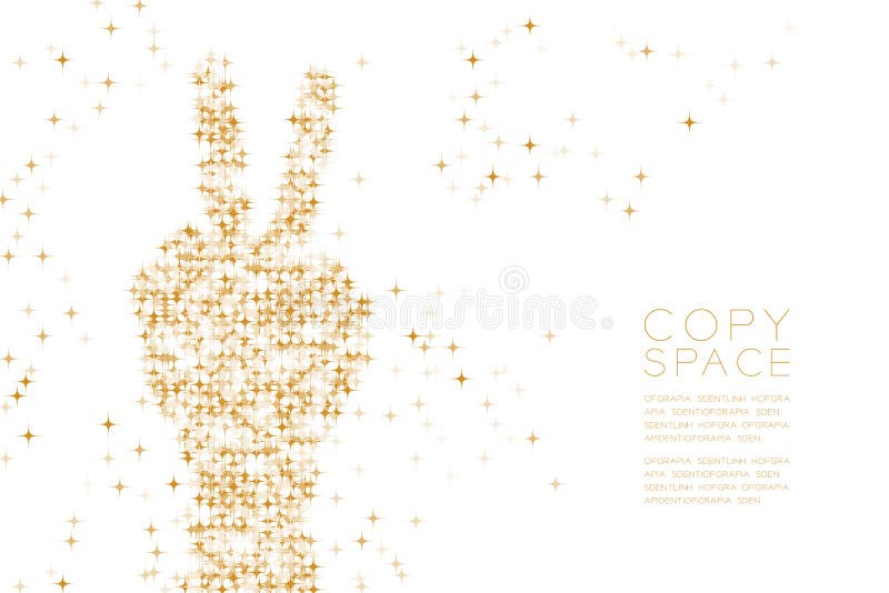 Abstract Shiny Star Pattern Victory Hand Shape, Sign Language Stock ...
