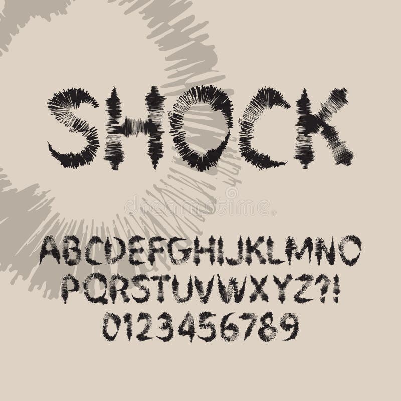 Abstract Shock Font and Numbers Stock Vector - Illustration of artwork ...