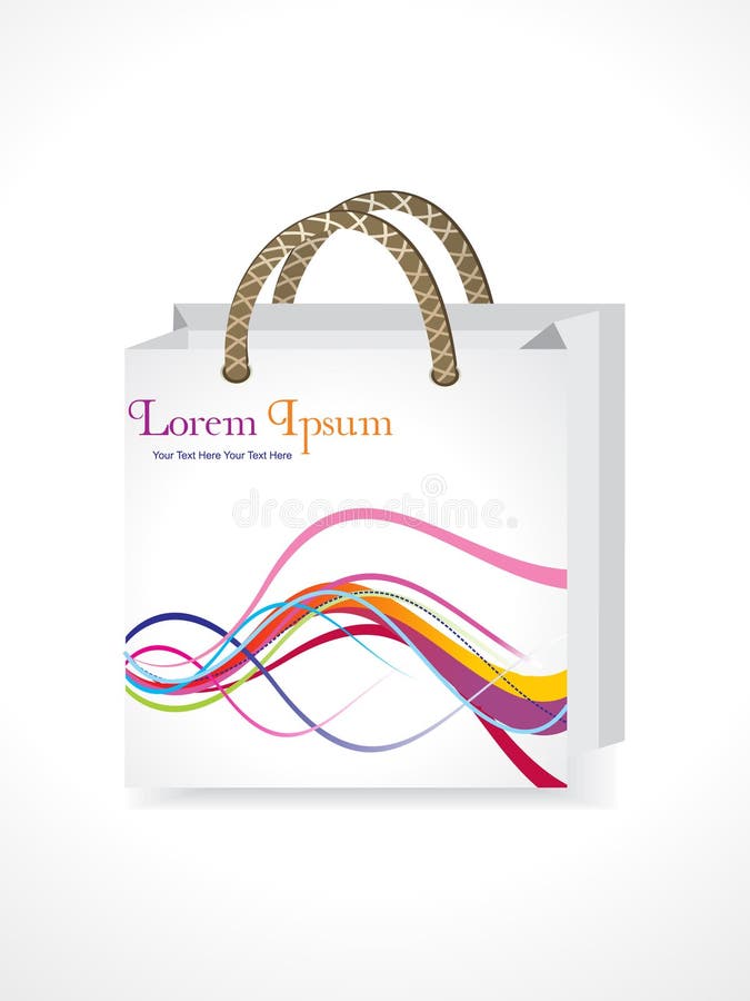 Abstract Shopping Bag with Colorful Waves Stock Vector - Illustration ...