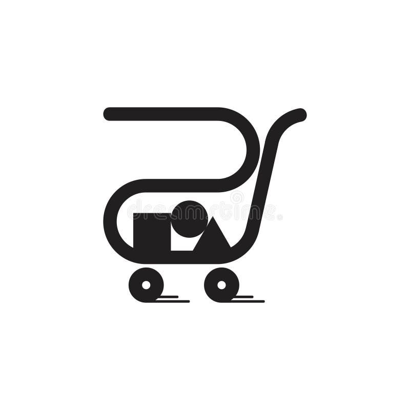 Abstract Shopping Cart Simple Geometric Line Symbol Vector Stock Vector ...