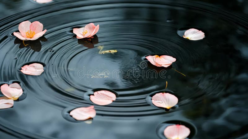 An Abstract Shot of Petals Floating in a Spring Puddle after the Rain ...