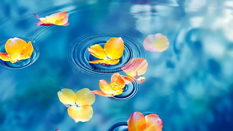 An Abstract Shot of Petals Floating in a Spring Puddle after the Rain ...