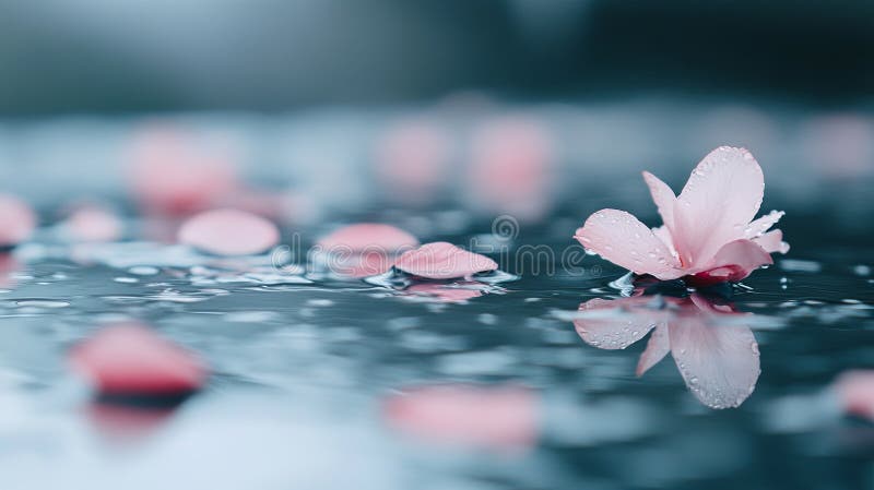 An Abstract Shot of Petals Floating in a Spring Puddle after the Rain ...