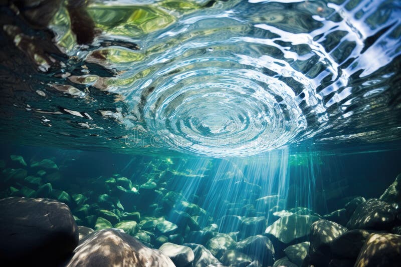 Abstract Shot of Water Ripples in a Serene Natural Pool Setting Stock ...