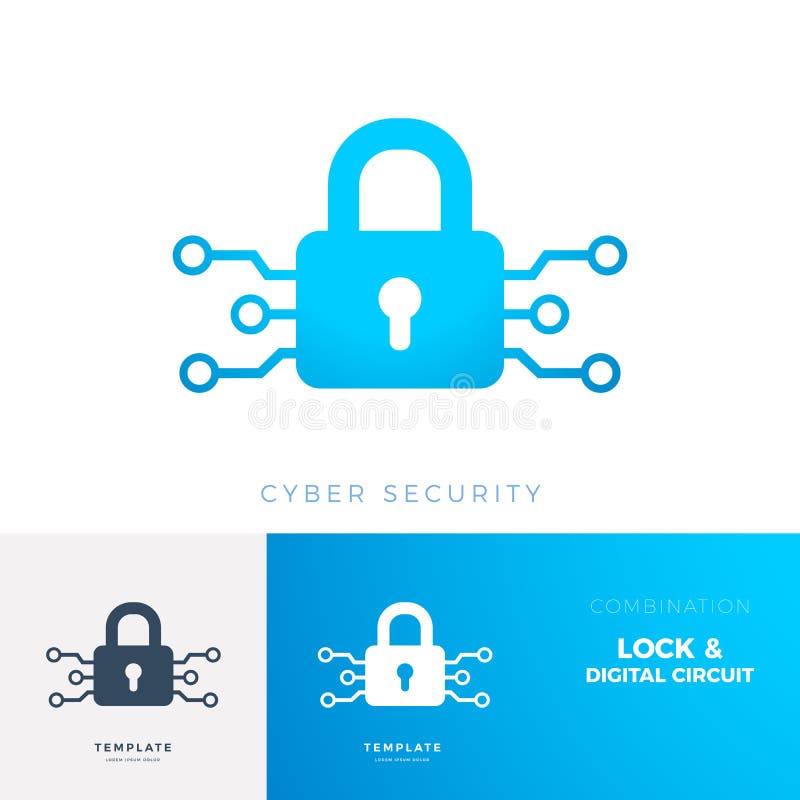 Abstract Sign of Blue Lock with Digital Circuit Stock Illustration ...