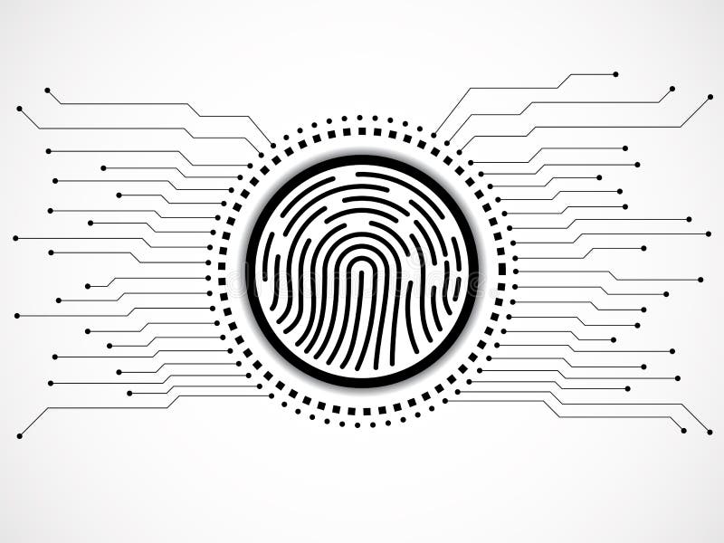 Abstract Sign Fingerprint with Circuit Board Stock Illustration ...