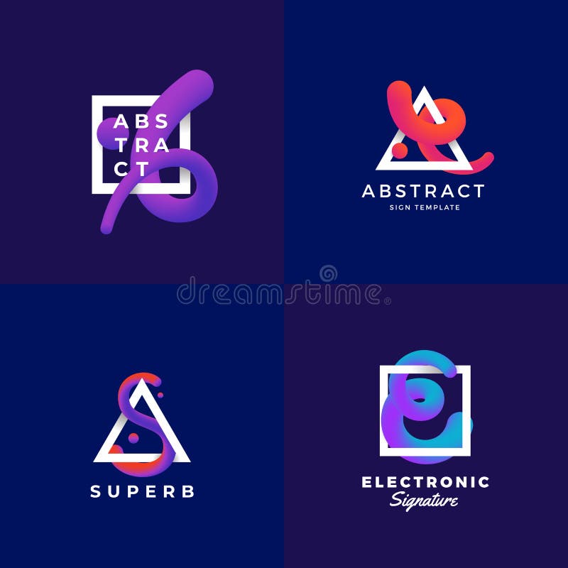 Abstract Signs or Logo Templates Set. Elegant Vector Blend Curve in a ...