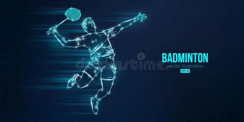 Abstract Silhouette of a Badminton Player on Blue Background. the ...