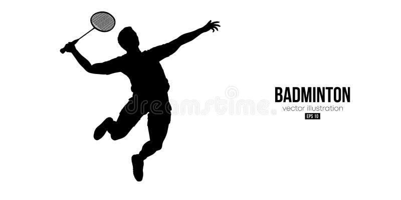 Abstract Silhouette of a Badminton Player on White Background. the ...