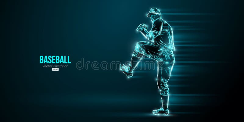 Abstract Silhouette of a Baseball Player on Blue Background. Baseball ...