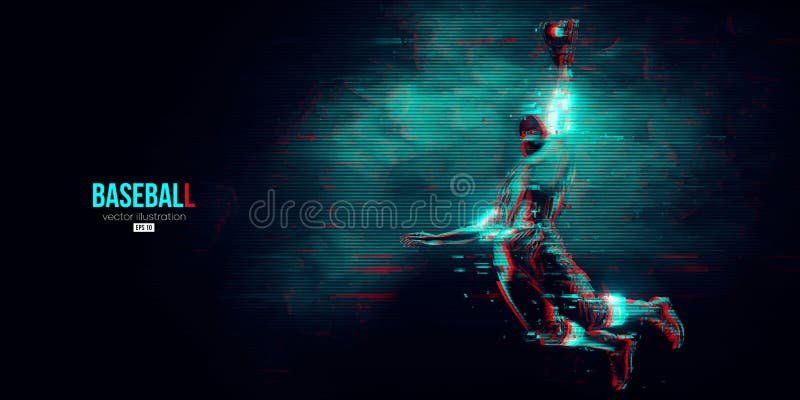 Abstract Silhouette of a Baseball Player on Blue Background. Baseball ...