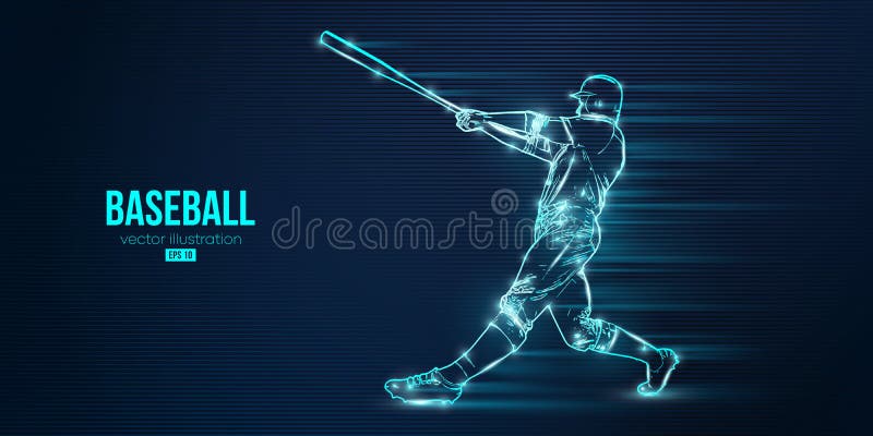 Abstract Silhouette of a Baseball Player on Blue Background. Baseball ...