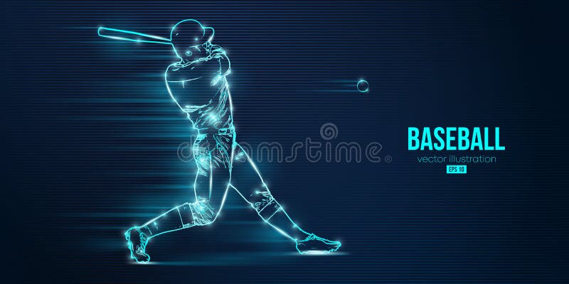 Abstract Silhouette of a Baseball Player on Blue Background. Baseball ...