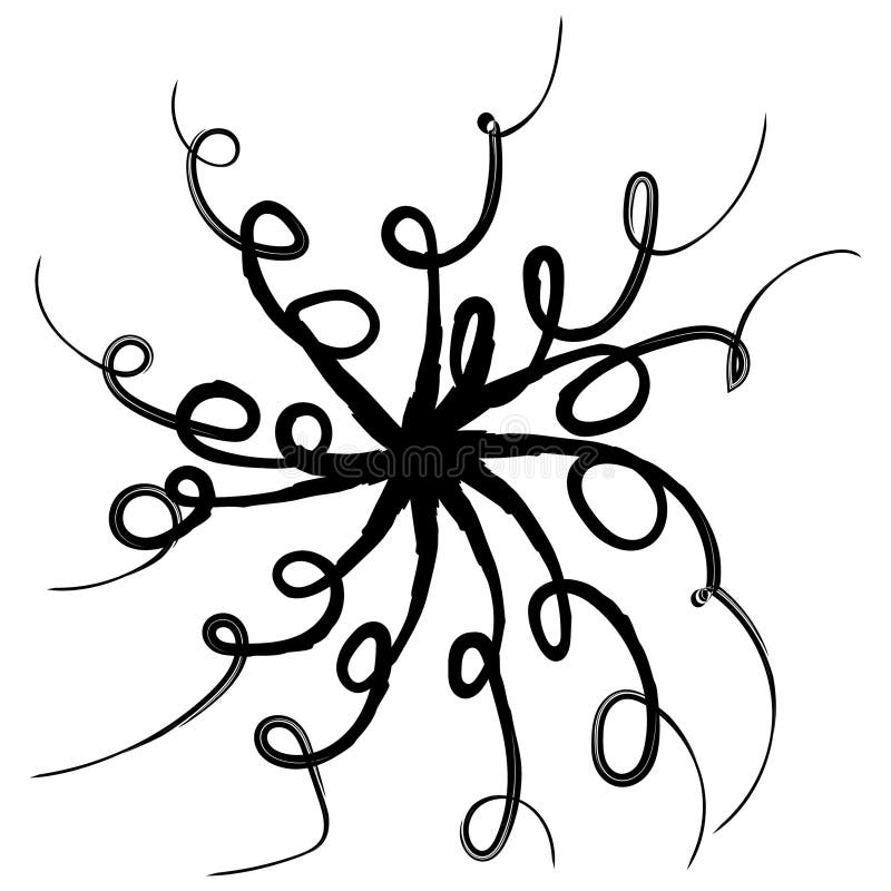 Abstract Silhouette of Black Curl in Circle Element Stock Vector ...