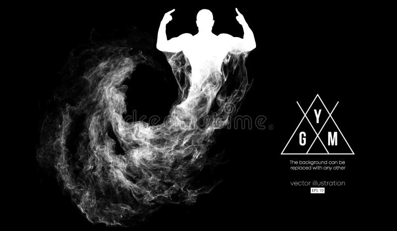 Abstract Silhouette of a Bodybuilder. Gym Logo on the Dark, Black ...