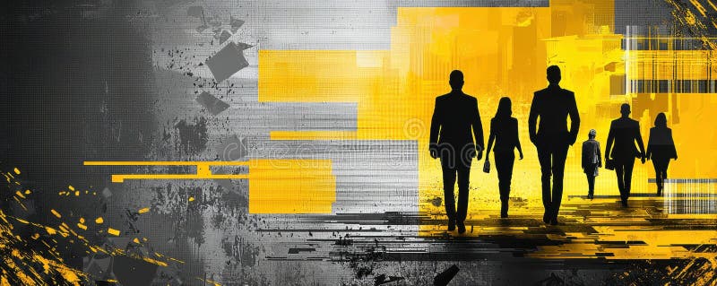 Abstract Silhouette Business Team Walking in Urban Design Stock Image ...