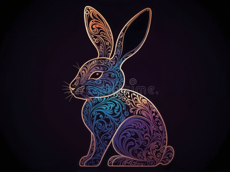 Abstract a Silhouette Glow Easter Bunny Rabbit Silhouette Graphic Dark ...