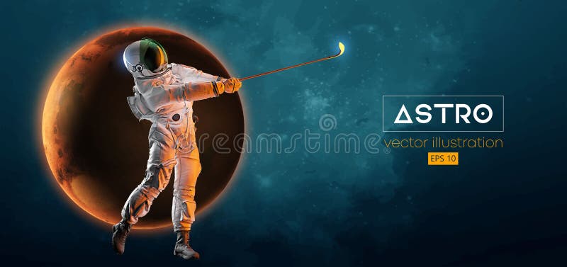 Abstract Silhouette of a Golf Player in Space Action and Earth, Mars ...