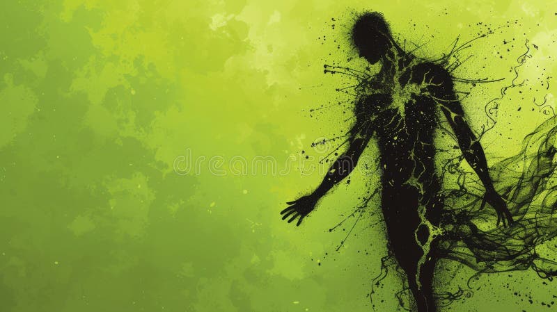 Abstract Silhouette with Green Splatter Design Stock Image - Image of ...