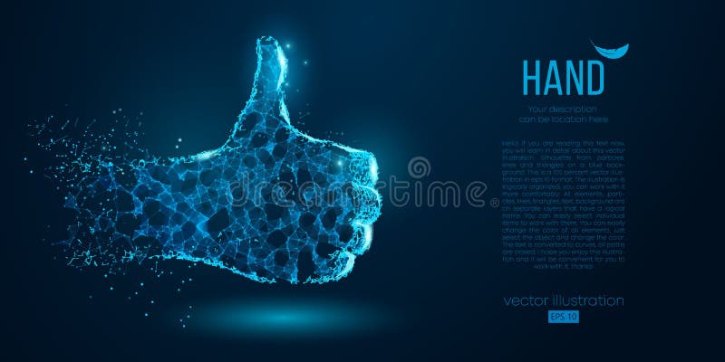 Abstract Silhouette of a Hand Finger Up from Particles, Lines and ...