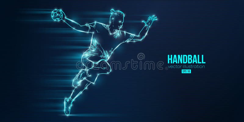 Abstract Silhouette of a Handball Player on Blue Background. Handball ...